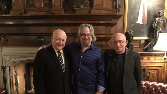 Mark Yudof (left), Ron Robin (right), and Marc Berley (center) at a ...